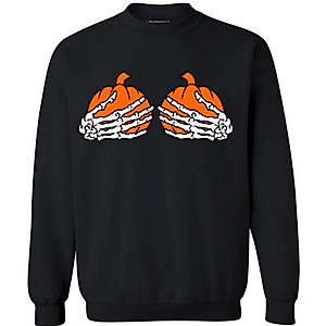 Awkwardstyles Pumpkin Skeleton Hands Boobs Sweater Halloween Sweatshirt XL Black