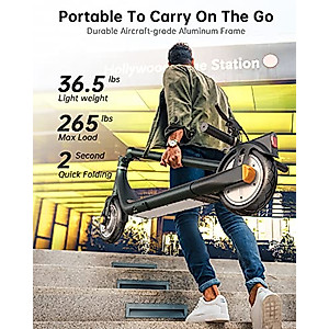 Atomi Alpha Electric Scooter Adults, 650W Motor Electric Scooter with 25 Miles Long Range, 19 Mph Speed, Colorful Ambient Lights, Combination Lock, Smart App, Folding Portable Adults Electric Scooter
