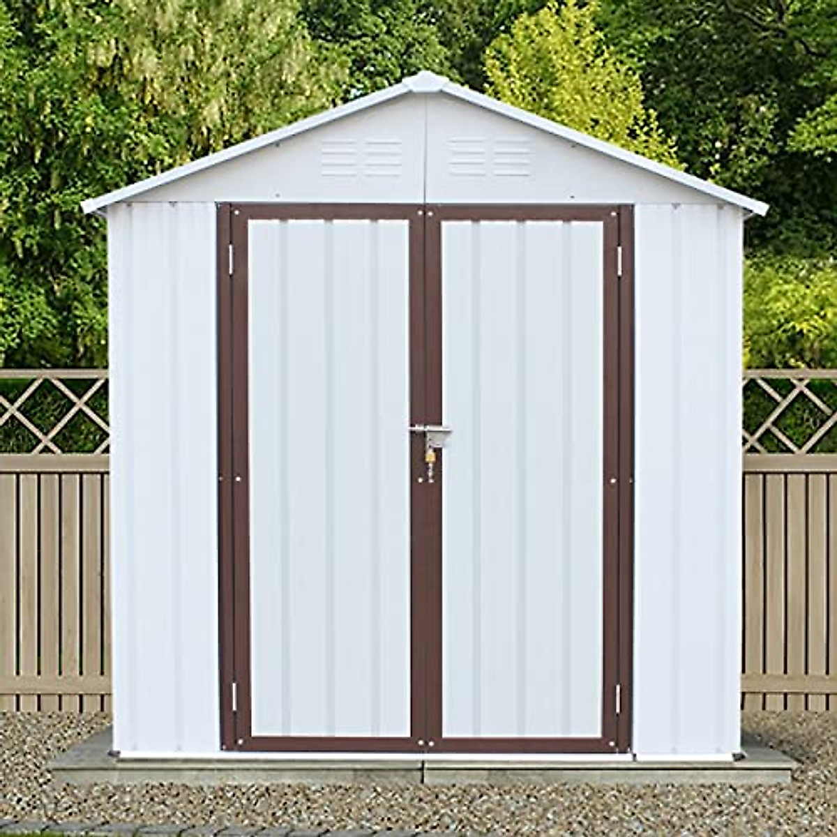 Outdoor Storage Sheds 6X4 FT, Galvanized Steel Garden Shed with Lockable Doors, Tool Storage Shed for Patio Lawn Backyard Trash Cans