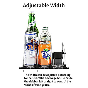 Soda Can Drink Organizer for Fridge, Automatic Smooth and Fast Pusher Glide, Width Adjustable, 12oz 16oz 20oz Drink Organizer for Fridge-Holds up to 15 Cans (3 Row,14.9 Inch)