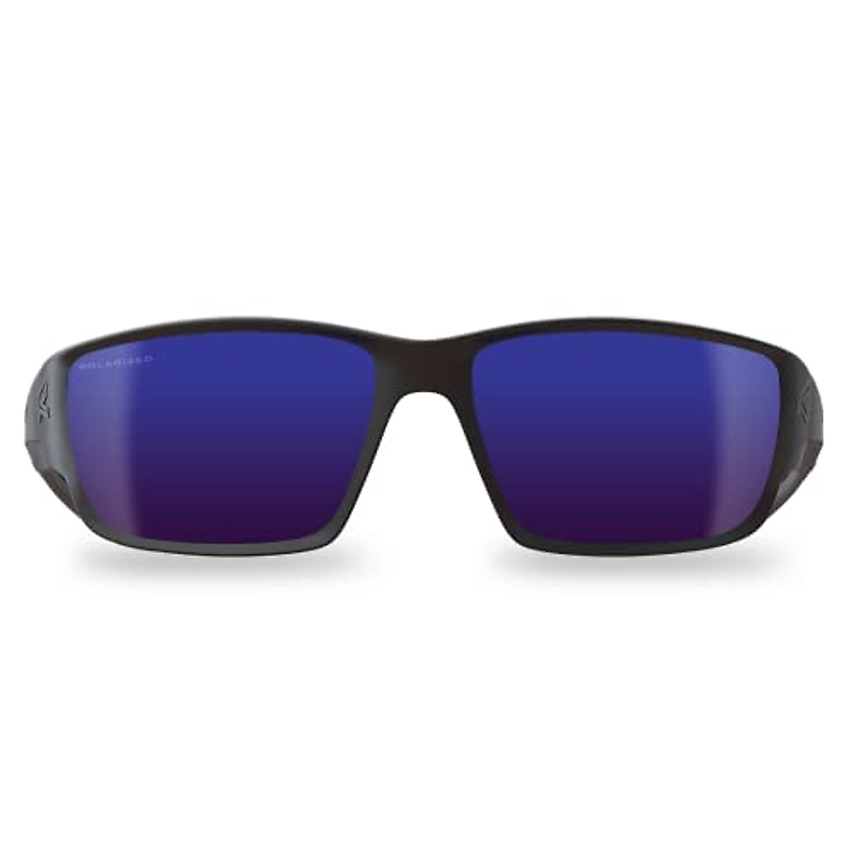 EDGE TSKAP218 Kazbek Polarized Wrap-Around Safety Glasses, Anti-Scratch, Non-Slip, UV 400, Military Grade, ANSI/ISEA & MCEPS Compliant, 5.04" Wide (Black Frame/Aqua Precision Blue Mirror Lens)