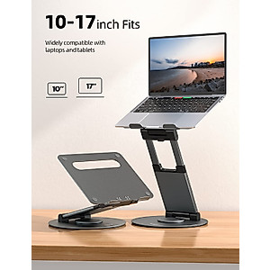 Nulaxy Telescopic 360 Rotating Laptop Stand for Desk Adjustable Height Swivel Pull Out Design Ergonomic Laptop Riser Fits All MacBook, Laptops - LS18