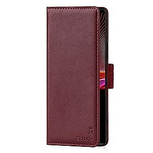 Chalk & Hide - Real Leather Book Wallet Case Cover for Sony Xperia 1 III (2021), Real Leather Design with Card Slot, Magnetic Closure and Built in Stand - Burgundy