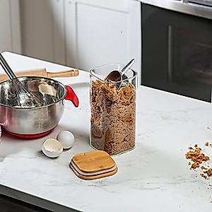 Glass Kitchen Canisters with Airtight Bamboo Lids - Kitchen Organization and Food Storage Glass Jar for Candy, Cookie, Rice, Sugar, Flour, Pasta, Nuts.