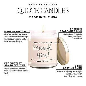 Sweet Water Decor Thank You Candle | Tropical Fruit and Sugared Orange, Summer Scented Soy Wax Candle for Home | 9oz Clear Jar, 40 Hour Burn Time, Made in The USA