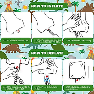 Dinosaur Foil Balloons Set (12-50 in), 9 Pieces Large Dinosaur Aluminum Mylar Balloons for Kids, Giant Cute Dinosaur Birthday Party Decorations for Boys Jungle Dino Theme Baby Shower Decor Supplies