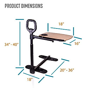 Able Life Able Tray Table, Adjustable Bamboo Swivel TV and Laptop Table with Ergonomic Stand Assist Safety Handle, Independent Living Aid