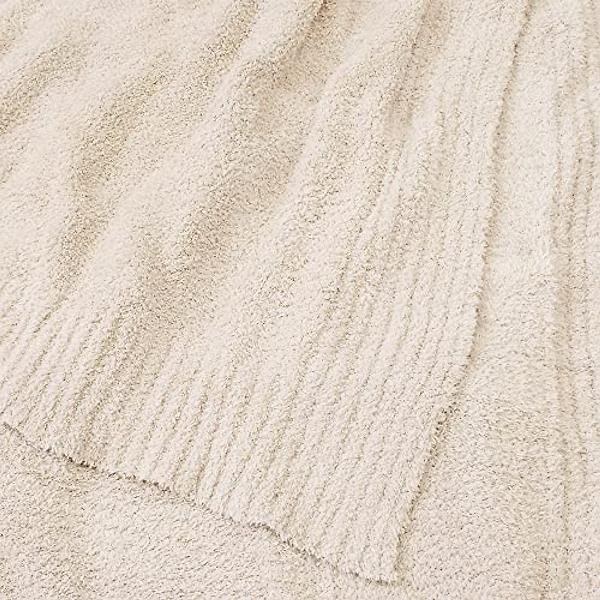 PAVILIA Plush Throw Blanket, Fluffy Textured Fleece Throw, Super Soft Cozy Microfiber Blanket for Sofa Couch Bed (Cream Beige, 60x80 inches)