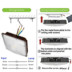CYLED 120W LED Canopy Light Industrial Waterproof Explosion-Proof Outdoor High Bay Balcony Car Park Lane Gas Station Ceiling Light Equivalent 550W HID/HPS 16000 Lm 5500K DLC Qualified Pack of 2