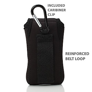 USA GEAR Flip Phone Case Belt Pouch Compatible with Jitterbug Flip 2, Alcatel GO Flip, Nokia 2780 Flip, Tracfone TCL Flip 2, and More - Neoprene Phone Pouch, Belt Loop, Carabiner Clip, Easy Access