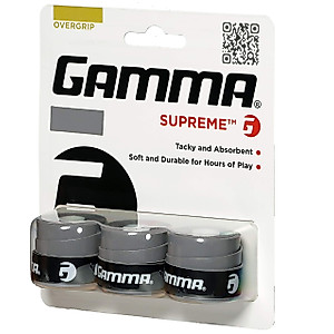 GAMMA Sports Supreme Overgrip for Tennis, Pickleball, Squash, Badminton, and Racquetball Racquets, 3-Pack, Grey
