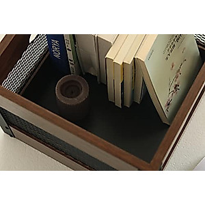 CRAZYWOOD Vinyl Record Storage Case, Wooden LP Record Storage Case, Magazine and Newspaper Storage Basket 13.6"(L)*14.3"(W)*10.6"(H) Inches Wooden Storage Basket