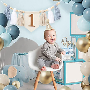 1st Birthday Highchair Banner Decorations For First Boys Khaki Cone Hat With One Cake Topper Photo Backdrop