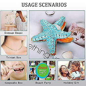 YU FENG Jeweled Starfish Figurine Trinket Boxes Hinged Collectible Painted Enameled Sea Star Animal Jewelry Holder Box(Ocean Blue)