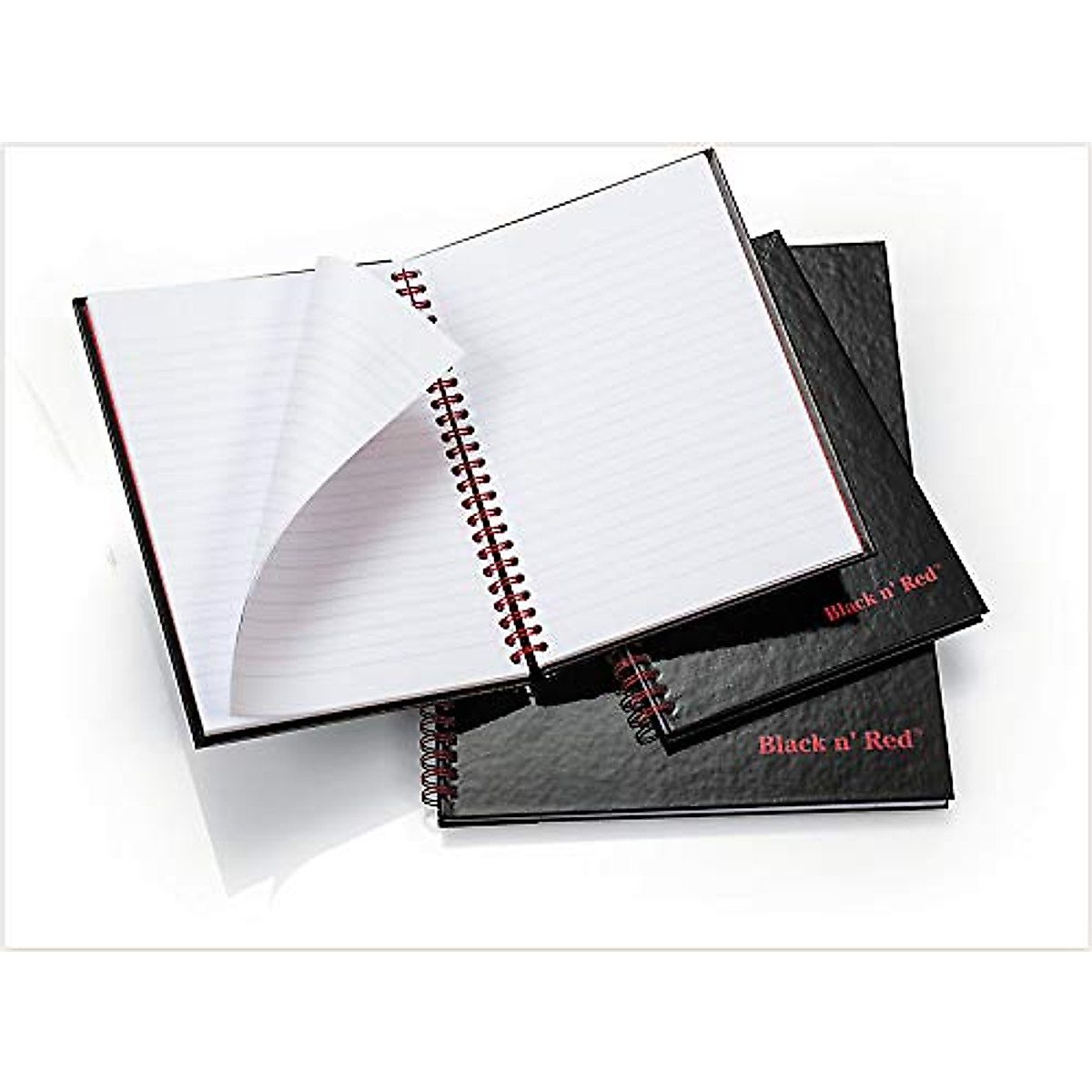 Black n' Red Twin Spiral Hardcover Notebook, Medium, Black/Red, 70 Ruled Sheets, Pack of 6 (L67000)