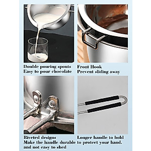 Double Boiler Pot Set, 1200ML Double Boiler, 2800ML Stainless Steel Pot with Silicone Spatula for Melting Chocolate,Candy, Soap, Wax, Candle Making