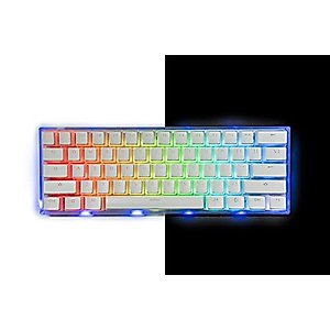Smart Duck XS-61K 60% TKL Wired Pudding Keycaps Mechanical Gaming Keyboard,RGB LED Backlit N-Key Rollover,Hot Swappable, Red Switch （Transparent White）