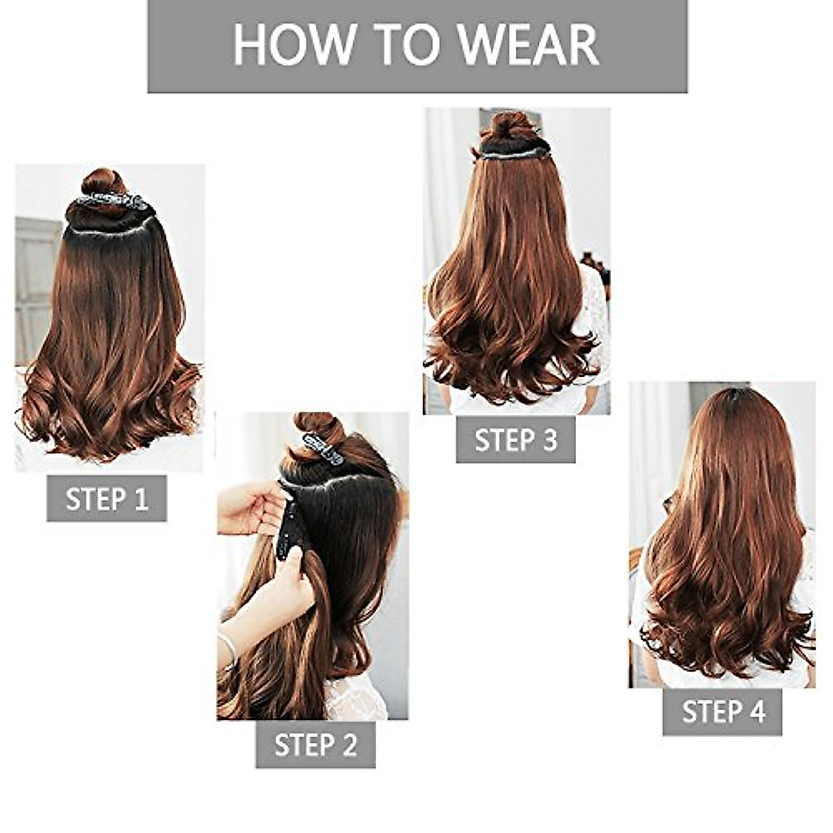 Womens 18 Clips 8pcs Full Head Hair Extensions 26 Inch Long Straight Dark Red Hairpiece