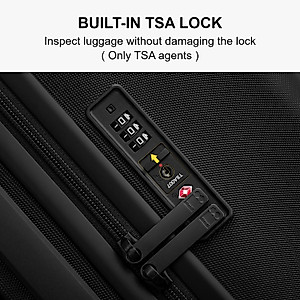 LEVEL8 Trunk Luggage, Large Suitcase 28 Inch Luggage with Spinner Wheels, Luminous Textured 28 Inch Checked Large Luggage, Lightweight Hard Case with Tsa Lock, 28 Inch, Black