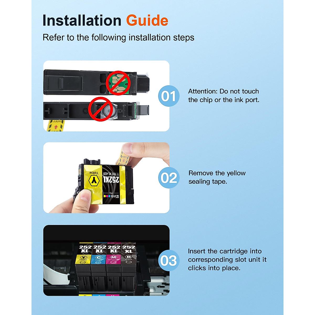 E-Z Ink Pro 252XL Remanufactured Ink Cartridges Replacement for Epson 252 T252 XL for Workforce WF-7720 WF-3640 WF-7710 WF-3620 WF-7210 WF-7110 WF-7610 WF-7620 (2 Black 1 Cyan 1 Magenta 1 Yellow)