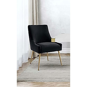 TOV Furniture Beatrix Ultra Modern Velvet Upholstered Dining Side Chair, 22" Black