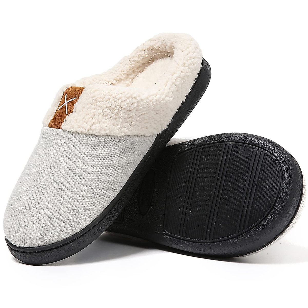 PLMOKN Slippers for Women Indoor Outdoor Like Wool Shoes With Memory Foam Ladies Fuzzy House Bedroom Pantuflas Para Mujer,44/45, Xt-beige, 13-14 Women/11-12 Men