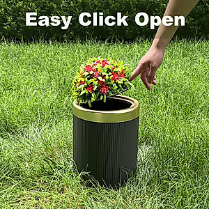 Yatmung 2.6 Gal Dog Poop Trash Can Outside - Outdoor Poop Garbage Can - Small Pet Waste Container with Lid - Front Porch, Backyard, Waste Bin for Dog Poop - Plant Styled Dog Poop Bucket - Grey