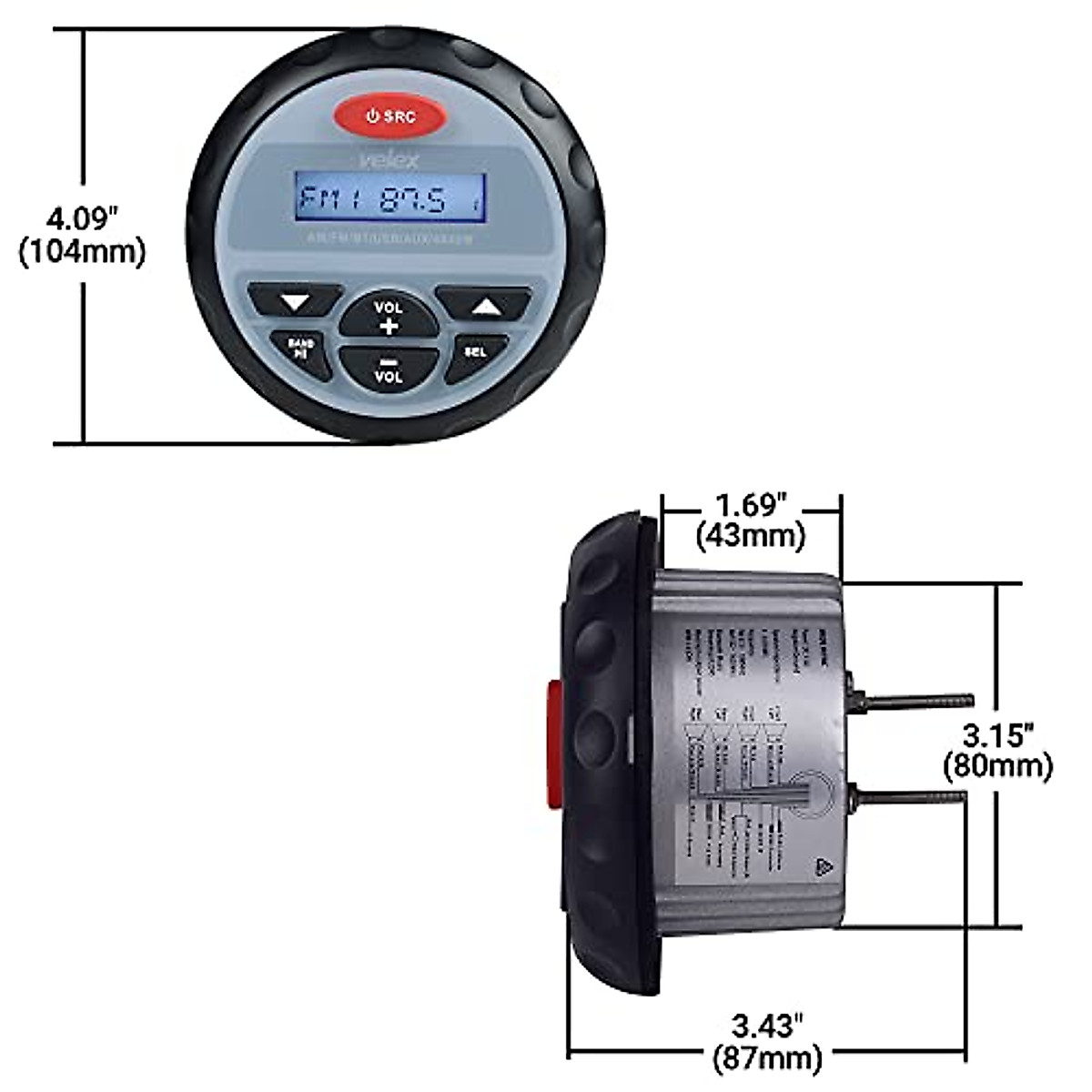 Waterproof Bluetooth Marine Stereo Receiver with MP3 Player AM FM Radio and USB for Streaming Music on Boats Golf Carts ATV UTV and Spa Hot Tubs