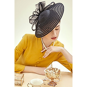 BABEYOND Derby Hats for Women - Fascinators Tea Party Hats Headband Wide Brim Fascinator Wedding Cocktail Feathers