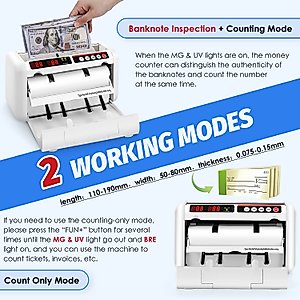 Frifreego Battery Operated Bill Counter Machine, Portable Rechargeable Money Counter with UV MG Detection, 800pcs/min Counting Speed, Take Anywhere with A Backpack for Multi-Currency Or Tickets