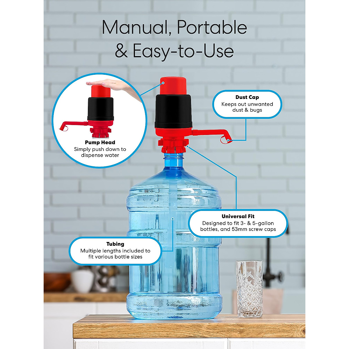 Brio Universal Manual Drinking Water Pump (Red/Black)