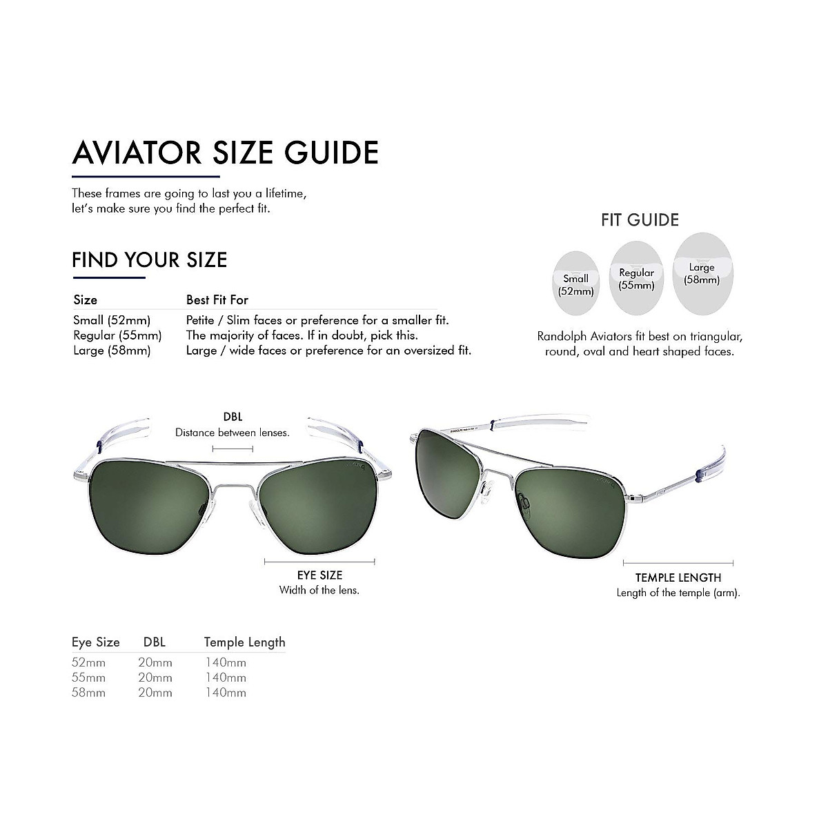 Randolph USA | Bright Chrome Classic Aviator Sunglasses for Men or Women Non-Polarized 100% UV