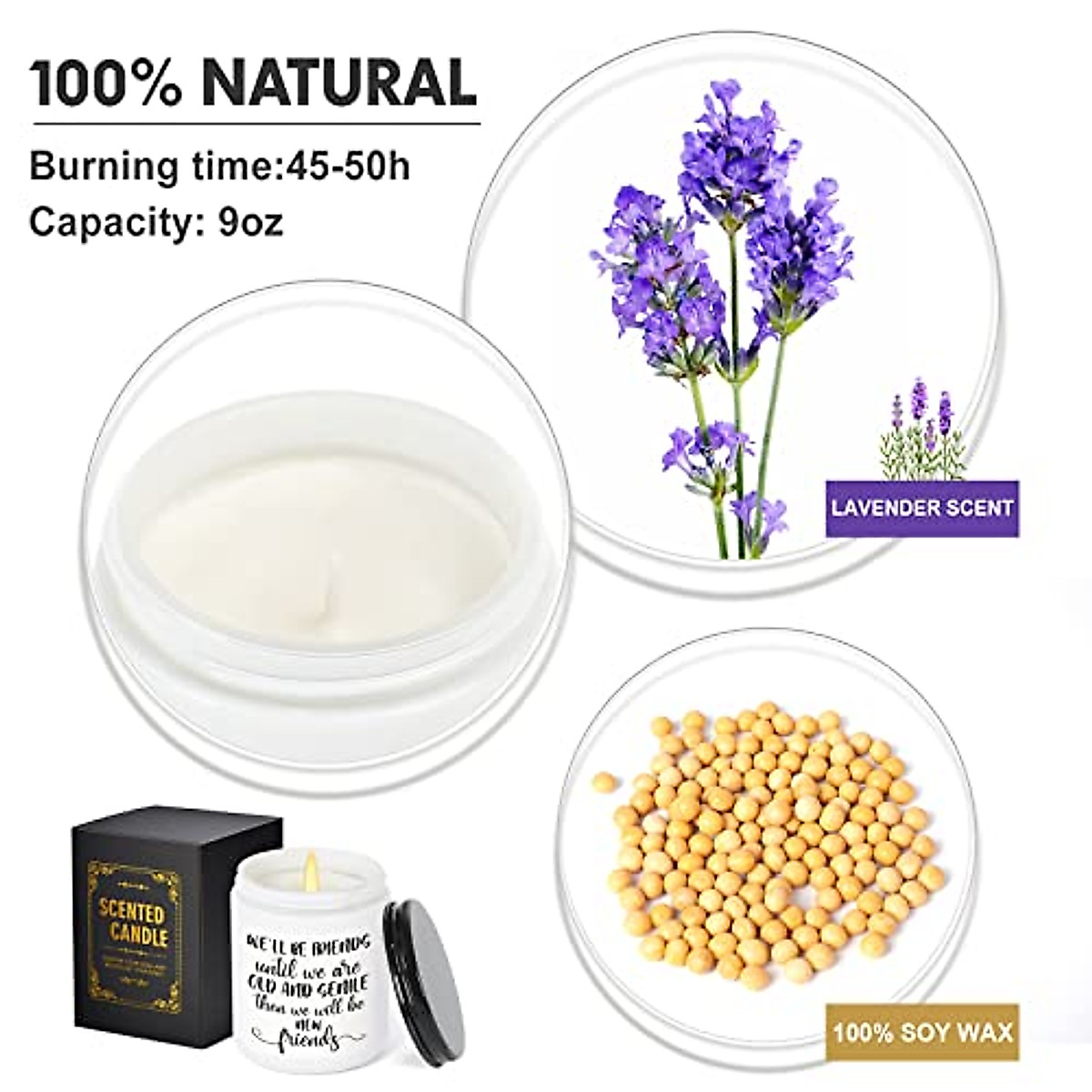 Lavender Scented Candles - We'll Be Friends Until We are Old and Senile - Best Friend,Friendship Gifts,Coworker Gifts - Christmas,Mothers Day,Birthday Gifts for Women,Men,Friends,Mom,Sister,Female