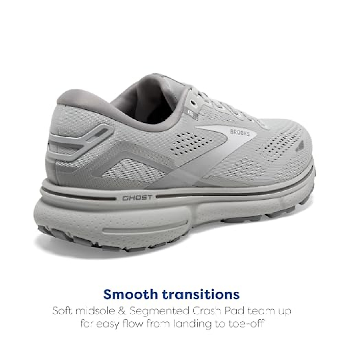 Brooks Women's Ghost 15 Neutral Running Shoe - Oyster/Alloy/White - 8 Medium