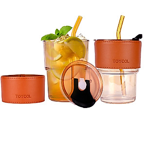 Portable Blender, Type-C Rechargeable Travel Juicer Cup + Glass Tumbler with Straw and Lid