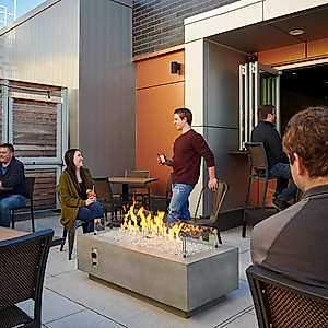 Outdoor GreatRoom Co Propane Fire Pit Table - Cove Gas Fire Pits for Outside Patio - 72 Inch Rectangular Concrete Firepit Fire Table, Metal Plate Cover, Tempered Clear Glass Gems, 100,000 BTU