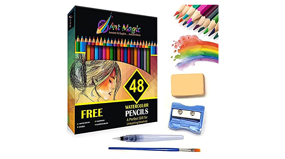 Art Magic Watercolor Pencils Set of 48 for Vibrant Art & Blending