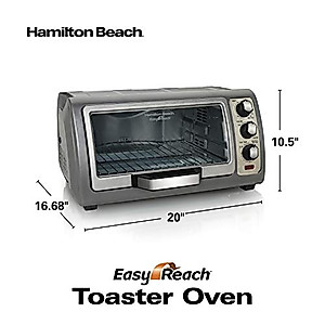 Hamilton Beach Countertop Toaster Oven, Easy Reach With Roll-Top Door, 6-Slice, Convection (31123D), Silver