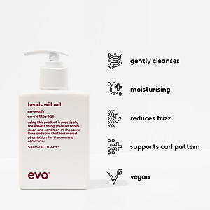 EVO Heads Will Roll Cleansing Conditioner for Curly Hair - Moisturizing Curl Defining & Frizz Eliminating - 300ml / 10.1fl.oz