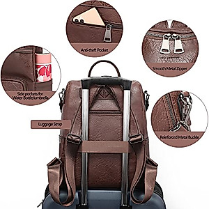 LING SHUIWEN LSW Women Backpack Purse Fashion Leather Large Designer with Laptop Compartment Luggage Strap Travel Ladies Shoulder Bags Convertible Satchel Handbags