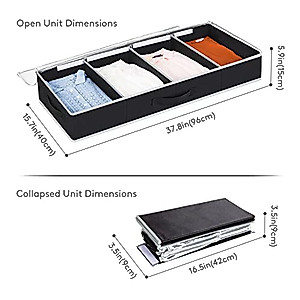 Lifewit 2 Pack Under Bed Storage Containers, Bundle with 4 Pack 35L Clothes Storage Bags, Black