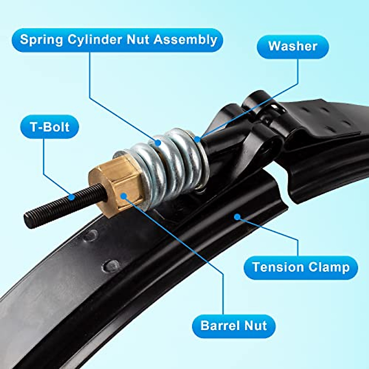 190003 Tension Control Clamp Kit Replacement Compatible with Pentair Pool and Spa Filter, for Pentair FNS Series, Quad DE Series Filter Pumps, 23-1/4" Length, Black