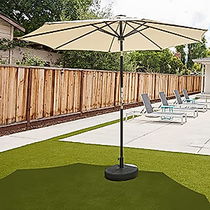 EAST OAK Patio Umbrella, 9 ft Outdoor Table Umbrella with 40 LED Solar Lights of Waterproof and UV 30+ Fade Resistant for Garden, Deck, Backyard, Pool and Beach, Beige