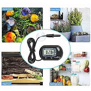 AQUANEAT 2 Pack Aquarium Thermometer, Fish Tank Thermometer, Digital Thermometer, Reptile Thermometer, Terrarium Water Temperature Test, with Large LCD Display