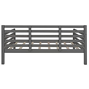 LXBB Wooden Full Size Daybed with Clean Lines,Multi-Functional Sofa Bed Frame with Wood Slat Support for Kids Teens Girls Boys, Bedroom Guest Room,No Spring Box Needed (Full, Gray), Grey