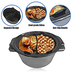 Esycooying Silicone Slow Cooker Divider Liners, Reusable/Easy Clean/BPA Free/Leakproof/Silicone Slow Cooker Divider, Dishwasher Safe Divider Liner for Most 6 Quart Slow Cooker