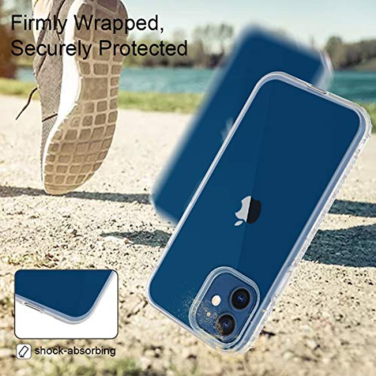 LONTECT Compatible with iPhone 12 Case and iPhone 12 Pro Case 6.1 inch 2020 Crystal Clear Transparent Shockproof Heavy Duty Hybrid Sturdy Protective Cover Case, Clear