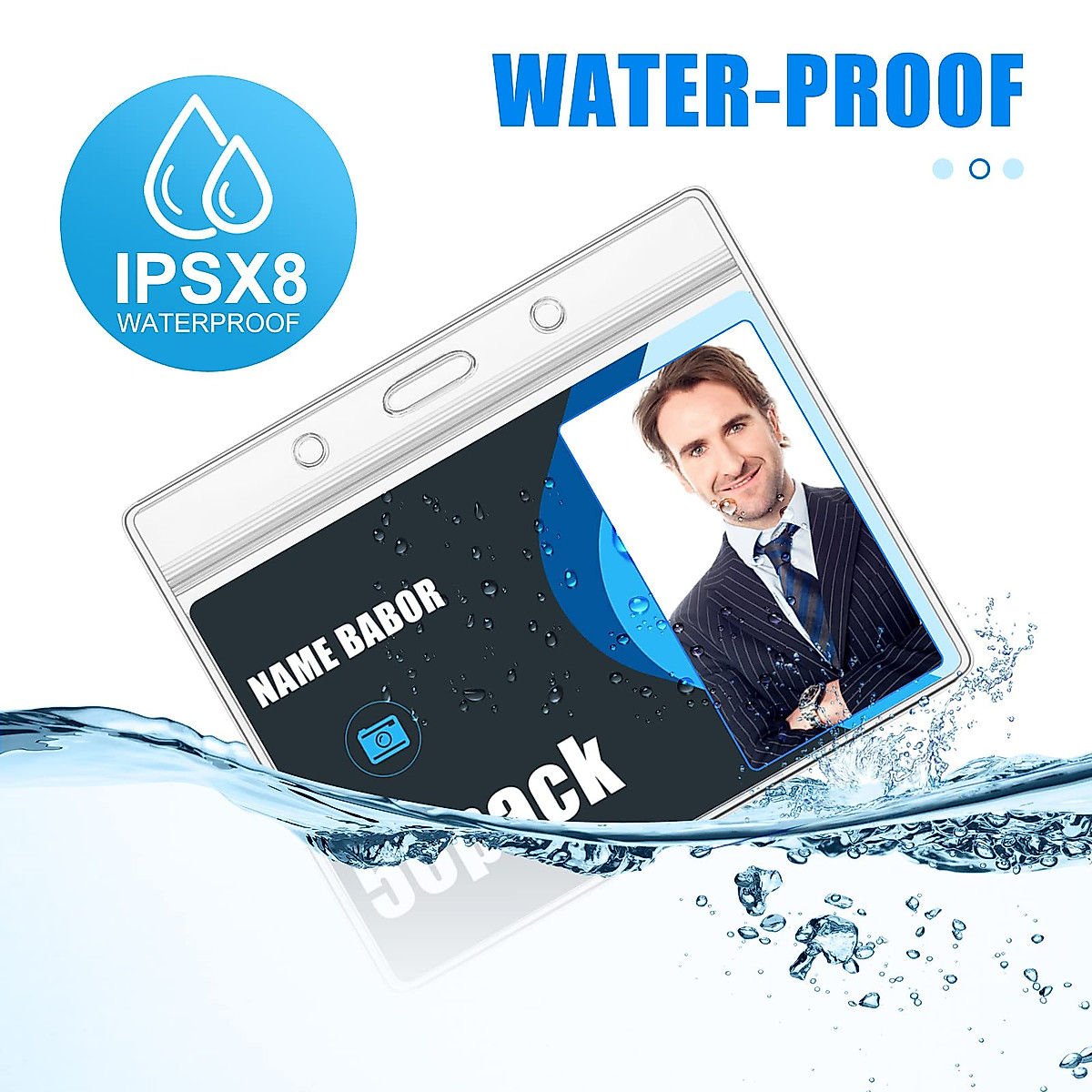 Chinco 50 Pieces Magnetic Name Badge Holder Waterproof Magnet Name Tags Magnetic Name Holder Clear Plastic ID Card Holder for Conferences Office Events Teachers Doctors Nurses (Horizontal)