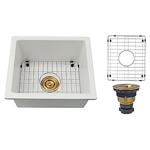 Lonsince Bar Sink,Undermount Bar Sink 16 X 18 Inch,Small RV Sink,Small Bar Sink,White Bar Sink,Granite Undermount Sink,Quartz Classic Kitchen Sink White