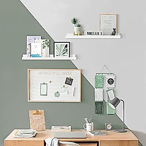 Forbena Nursery Floating Shelves for Wall, 23 Inch Long Nursery Book Shelves Set of 4, Rustic Wood Picture Ledge Shelf for Bedroom, Bathroom, Living Room, Photo Frames, Office Decor (White)